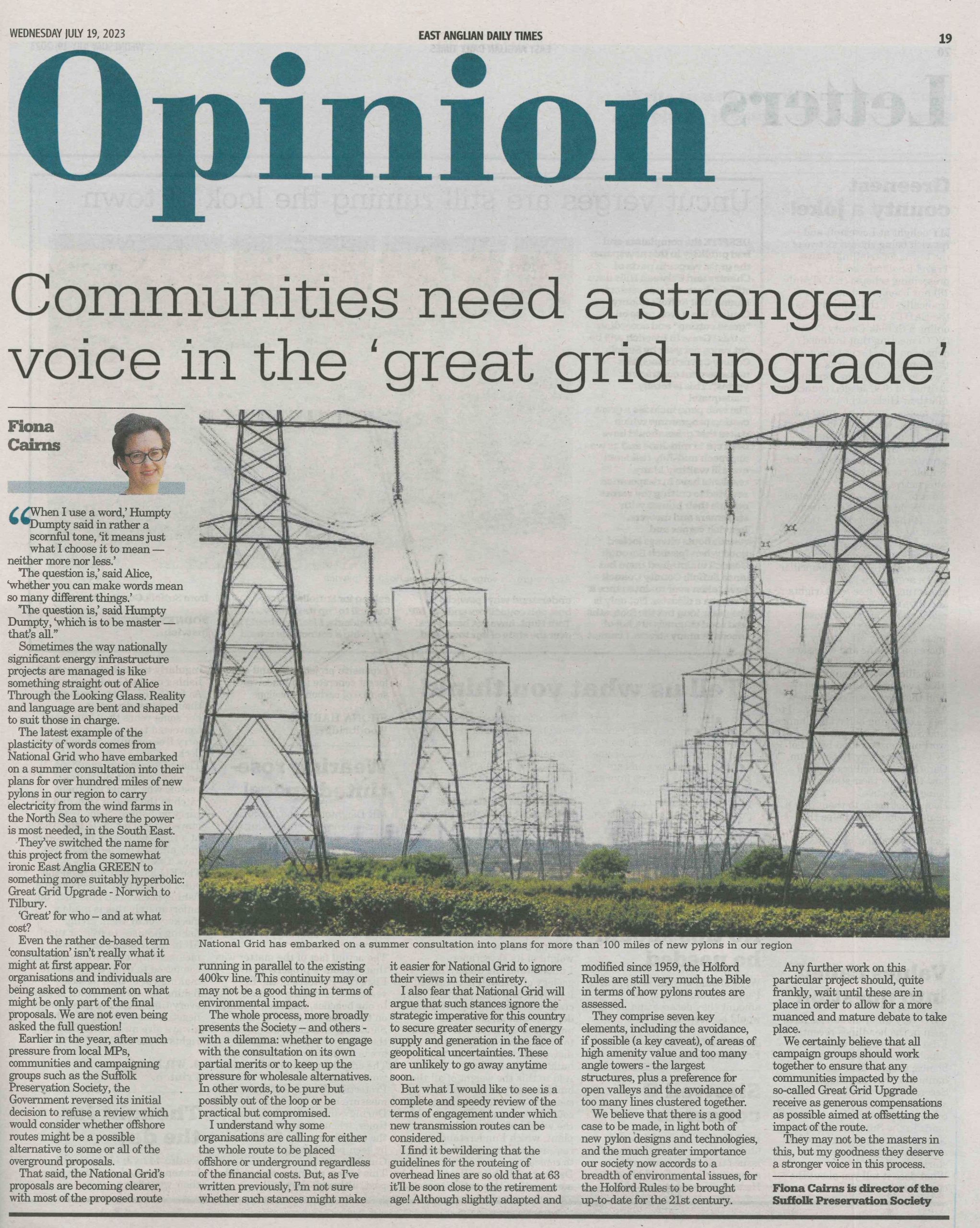 Communities need a stronger voice in the 'great grid upgrade' - Suffolk ...
